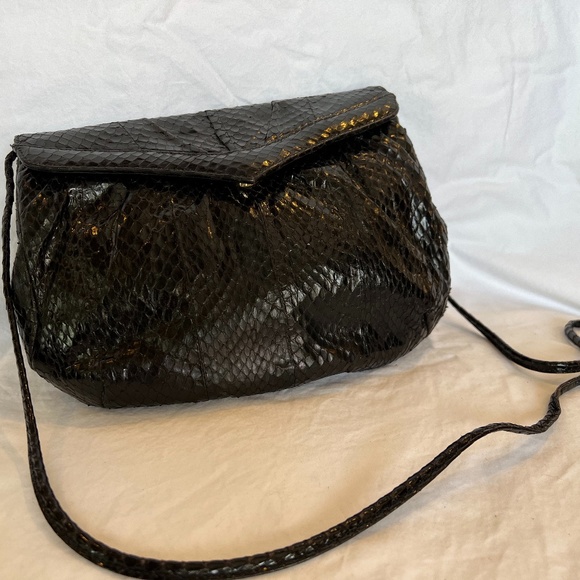 Bags | Vintage Italian Black Snake Skin Handbag | Poshmark